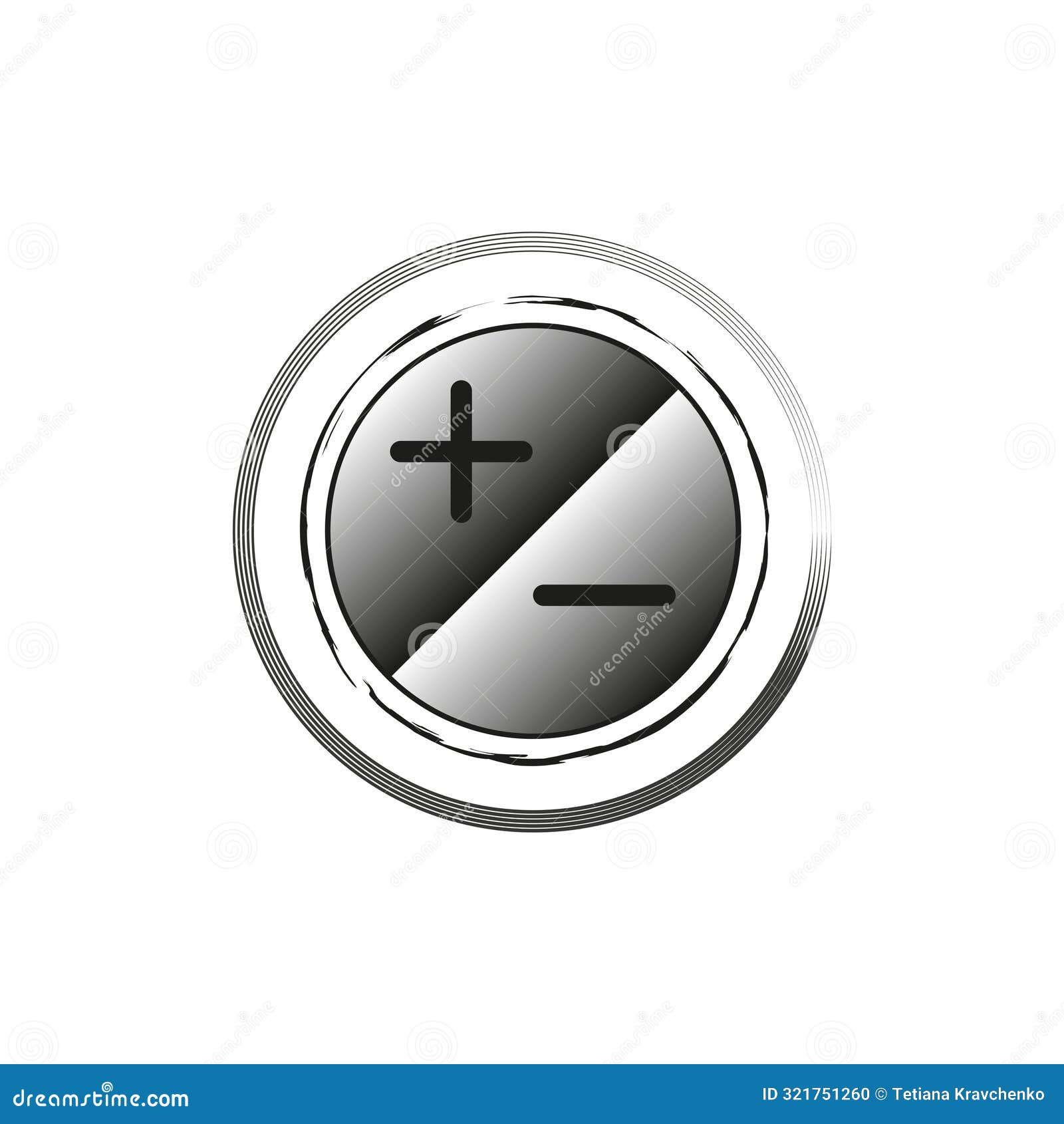 Plus Minus Button. Black and White. Circular Icon. Vector Illustration ...