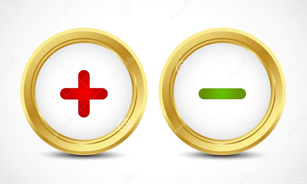 Plus minus buttons stock vector. Illustration of positive - 28625833