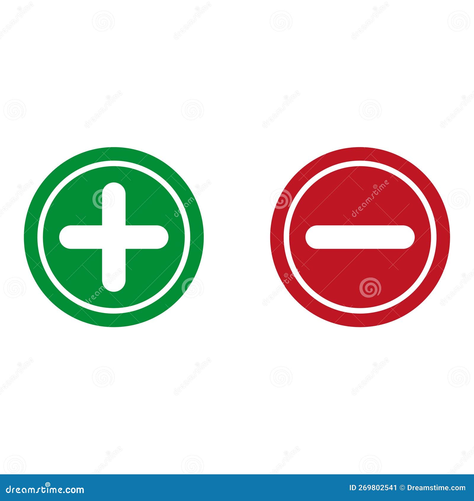 Plus and Minus Buttons. Green and Red Plus Minus Button. Vector ...