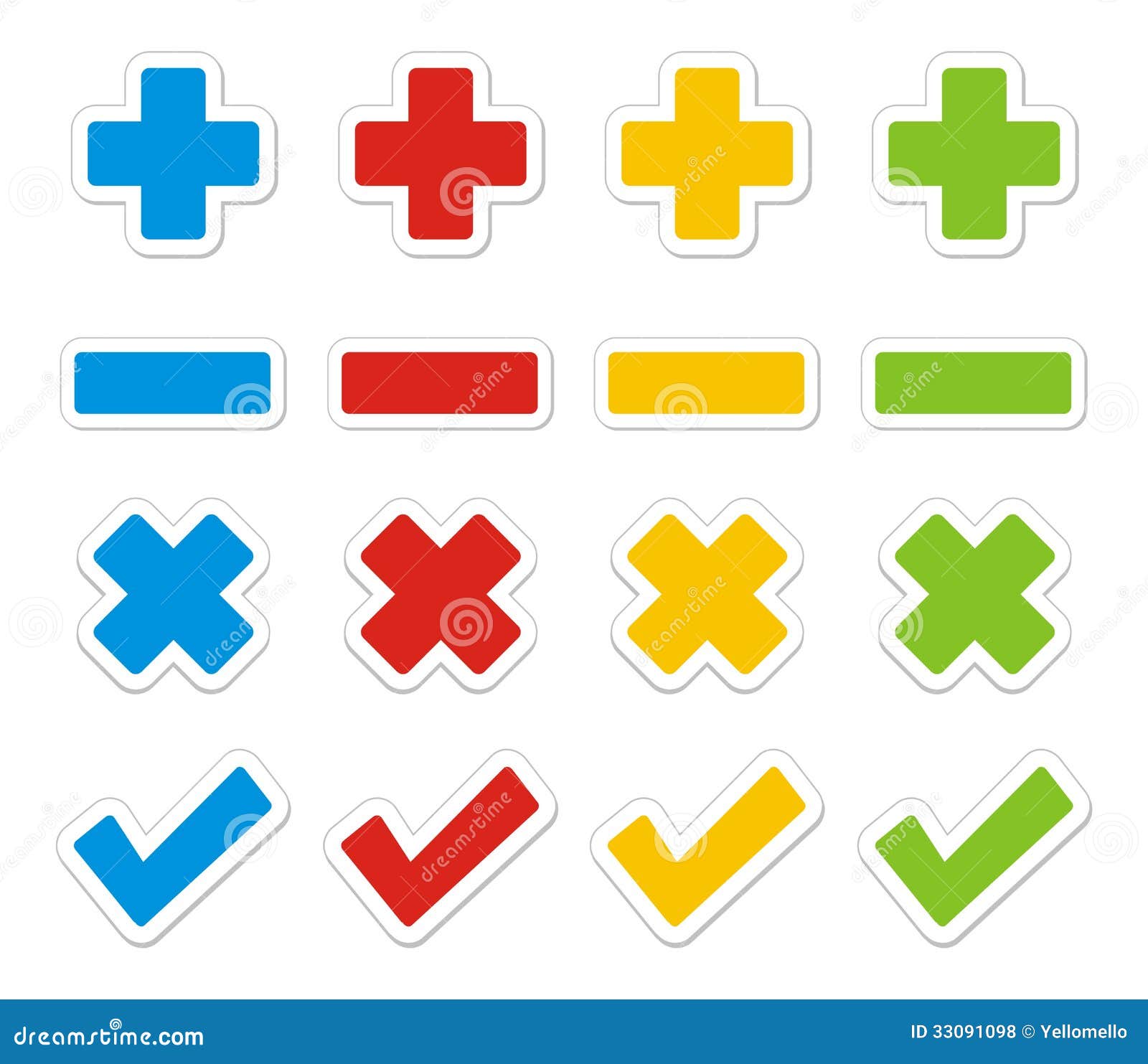 Plus, Minus, Check, Cross Sticker Sets Stock Vector - Illustration of ... Plus, Minus, Check, Cross Sticker Sets Stock Vector - Illustration of ...