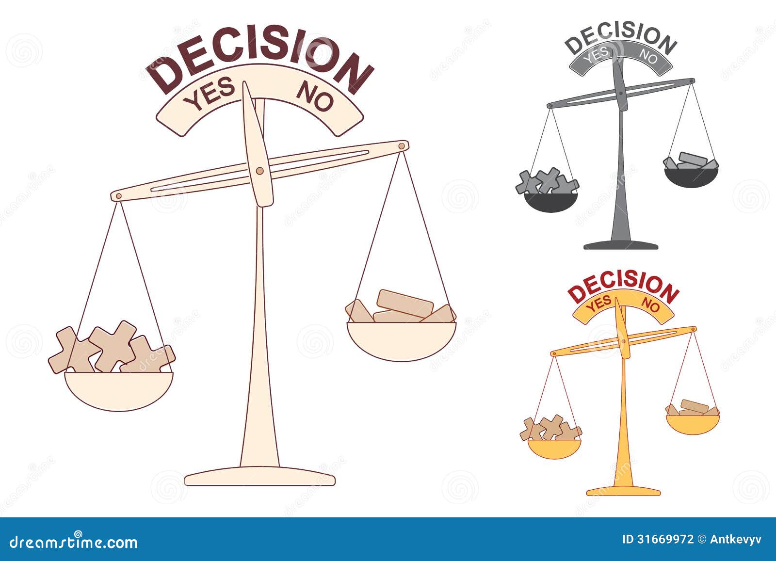 Plus and Minus on Decision Scale Stock Vector - Illustration of ...