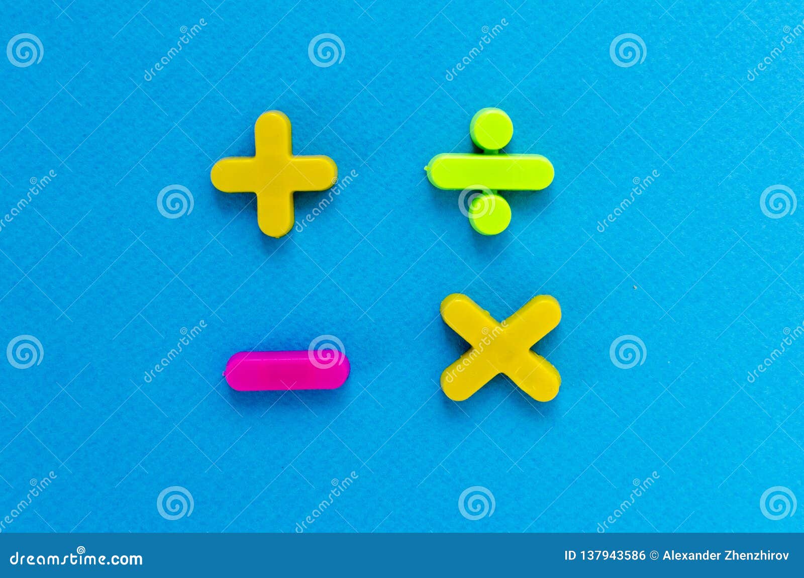 Plus, Minus, Divide, Multiply on Blue Background Stock Photo - Image of ...