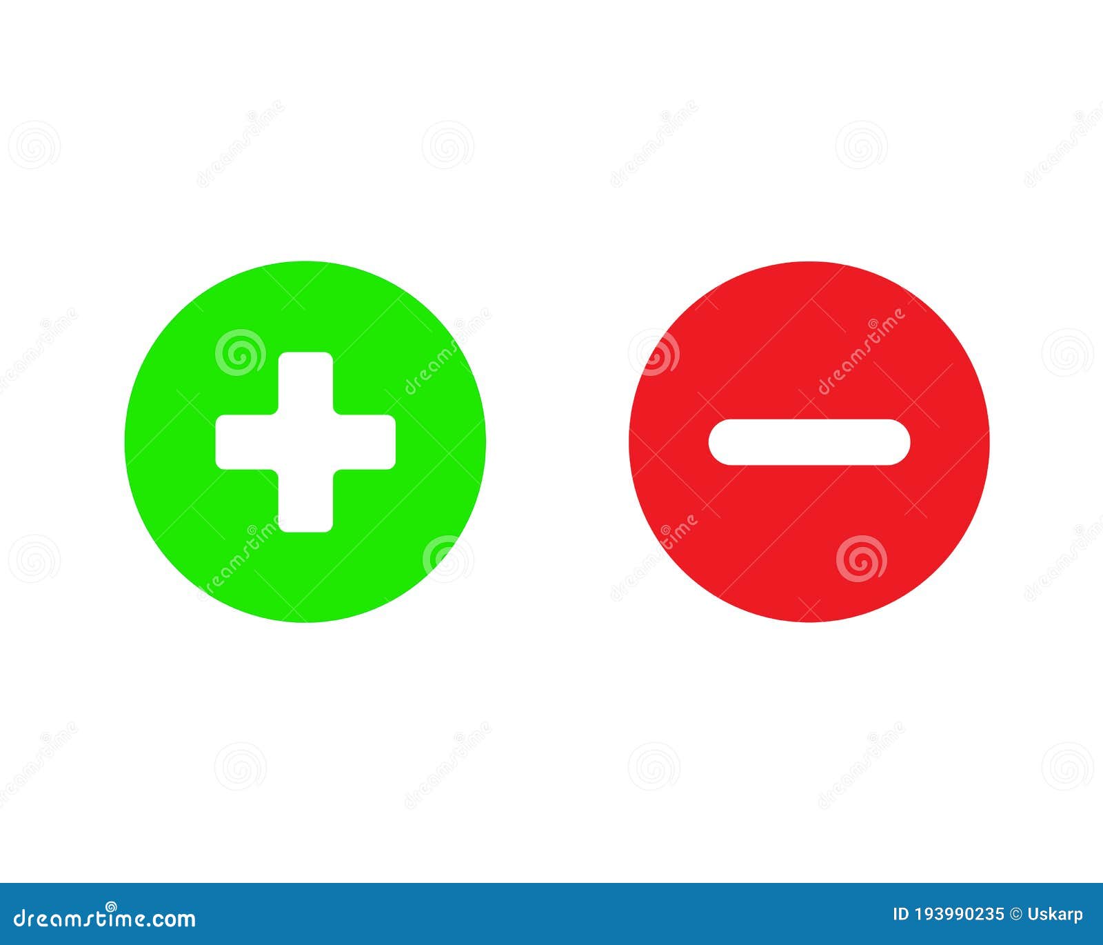 Plus and Minus Icon Set. Vector Illustration in Flat Simple Design for ...