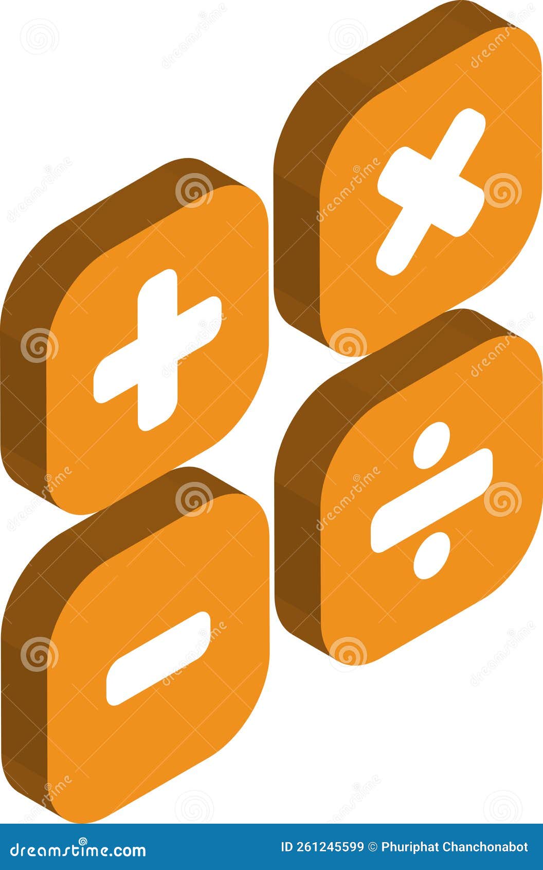 Plus Minus Multiply Divide Button Illustration in 3D Isometric Style ...