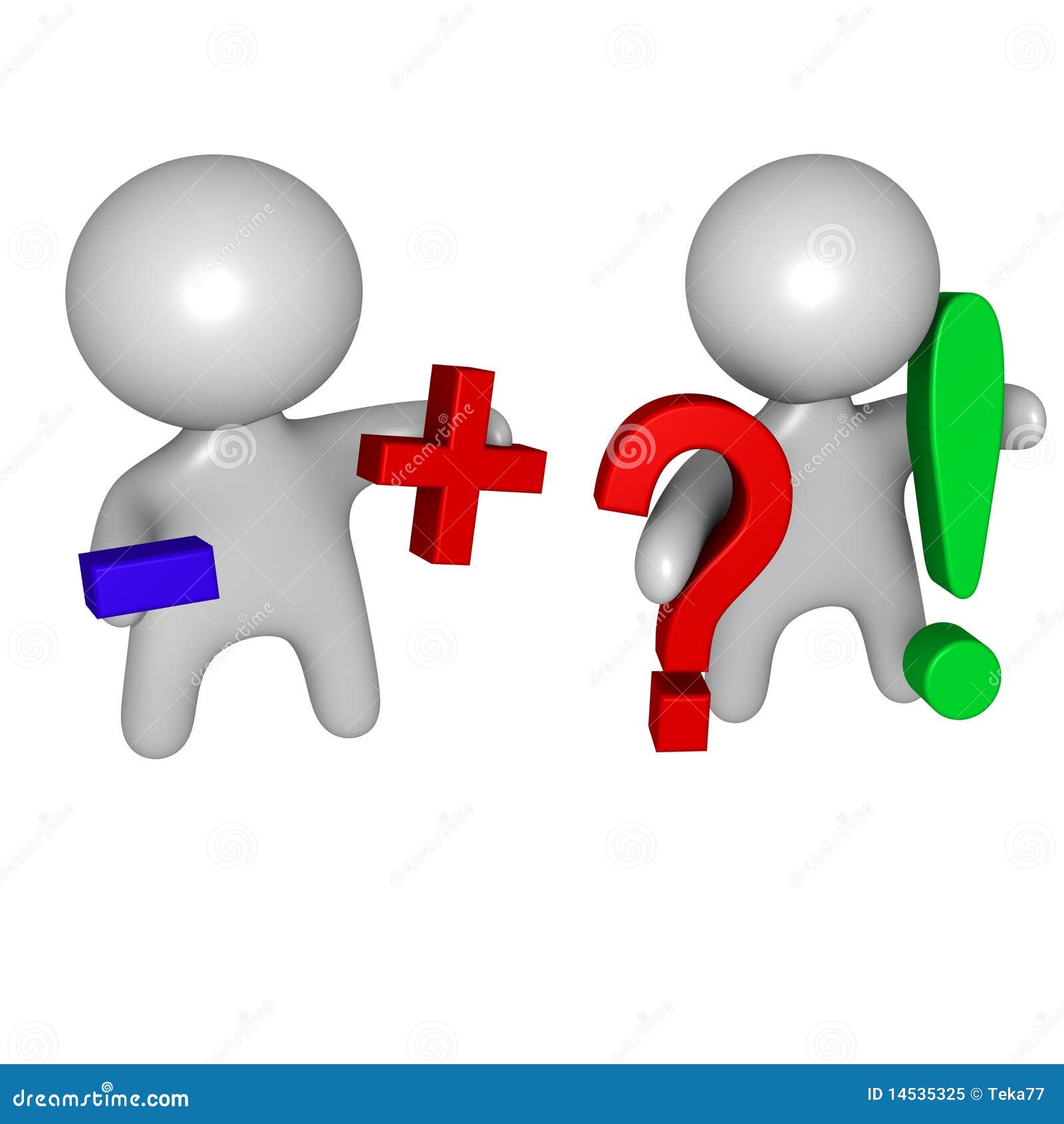 Plus and Minus, Question and Answer Guys Stock Illustration ...