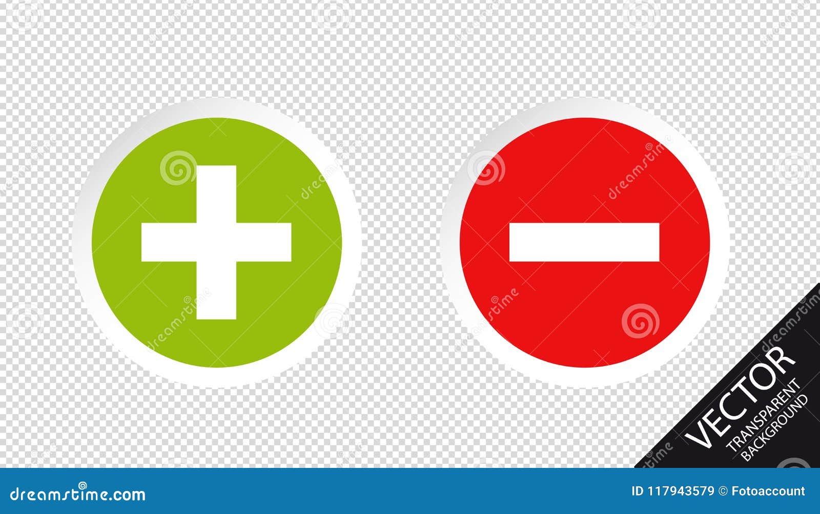 Plus and Minus Set - Vector Illustration - Isolated on Transparent ...