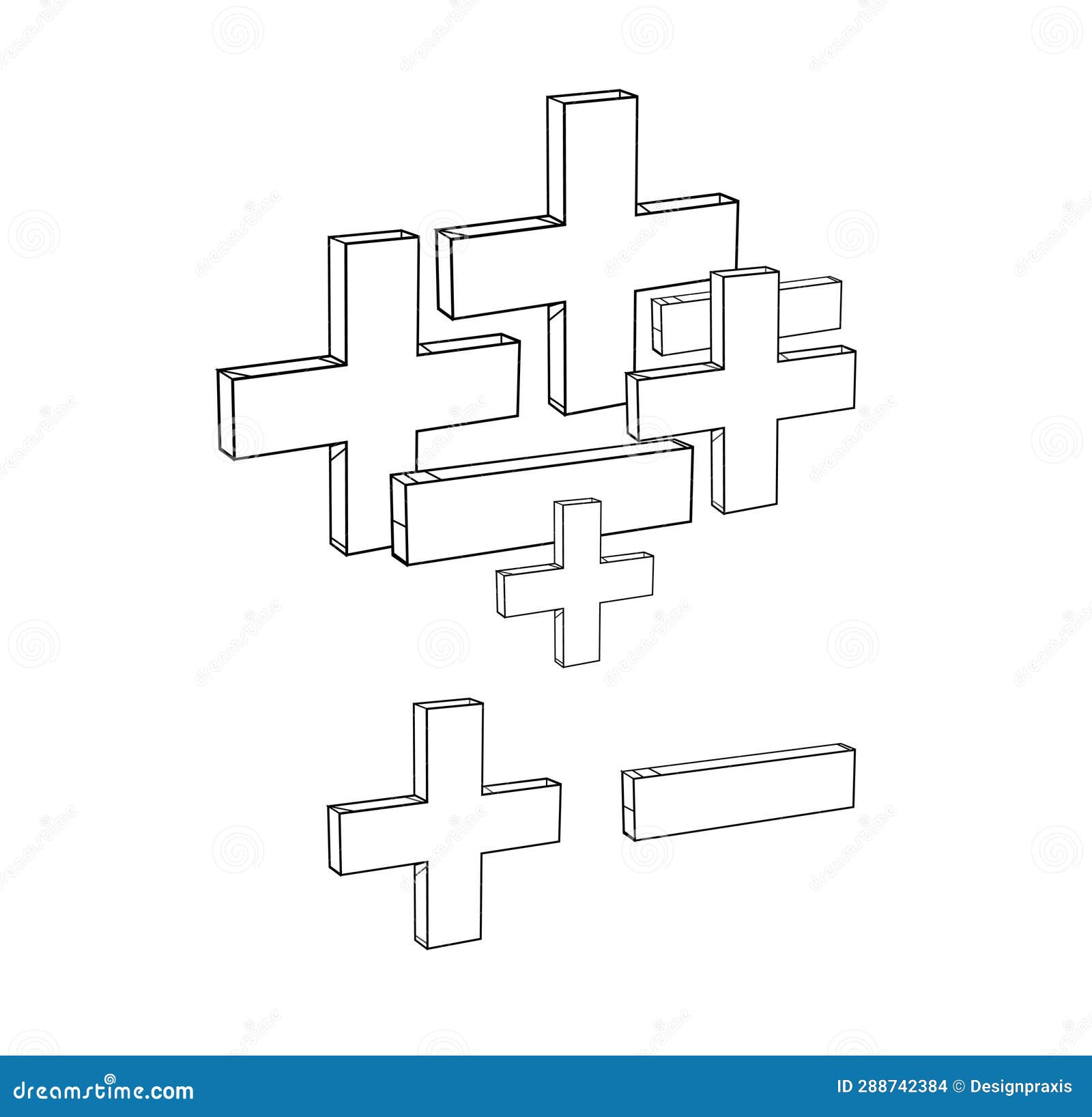 Plus Minus Sign Abstract Composition Stock Illustration - Illustration ...