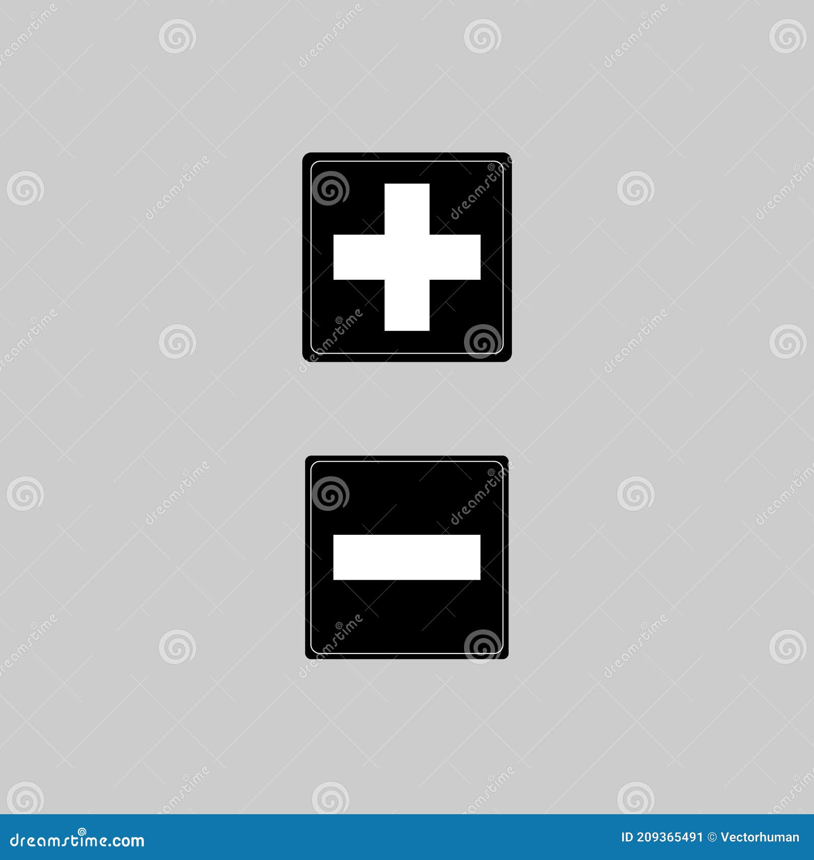 Plus and minus sign vector stock vector. Illustration of symbol - 209365491