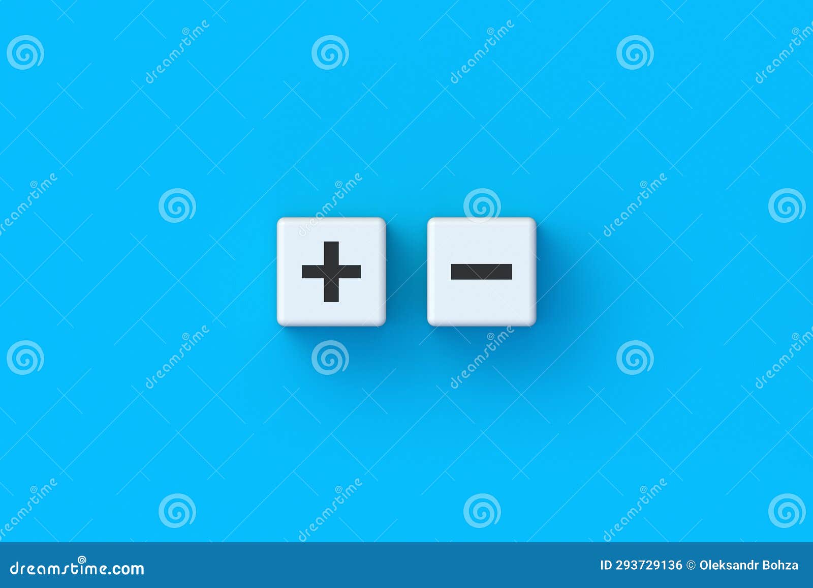 Plus and Minus Symbol on Cubes. Choice Concept. Budget Size Stock ...