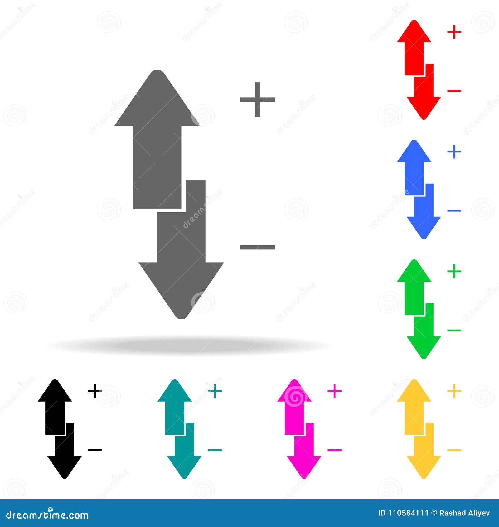 Plus, Minus, Up and Down Icon. Elements in Multi Colored Icons for ...