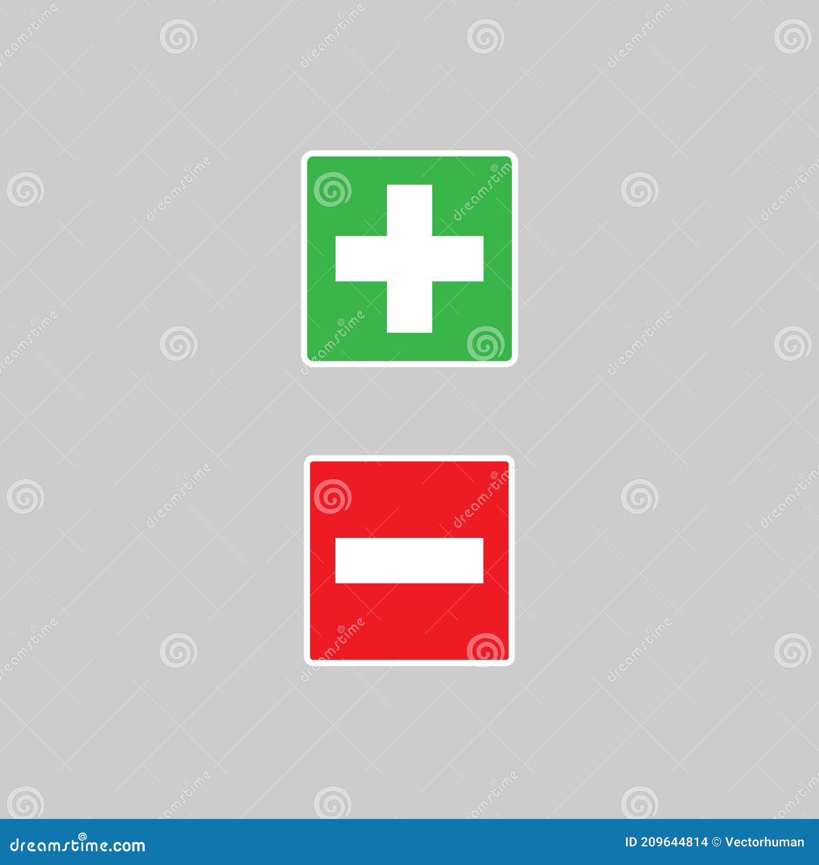 Plus and minus vector sign stock vector. Illustration of green - 209644814