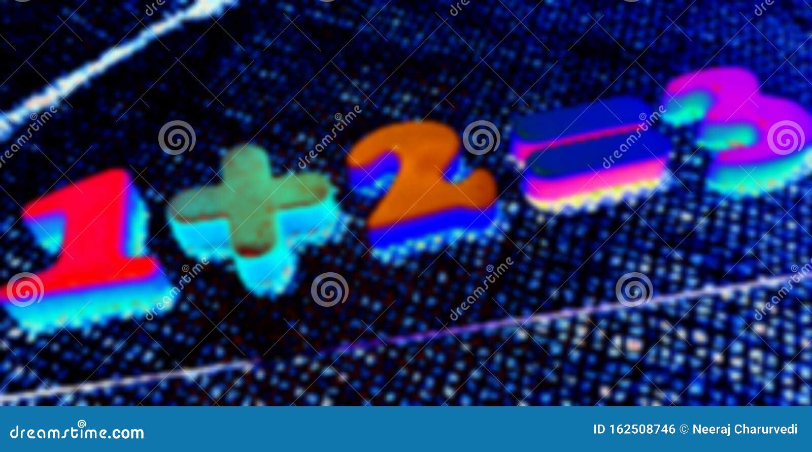 1 Plus 2 Numerical Digit Presentation on Blue Colour Background Stock ...