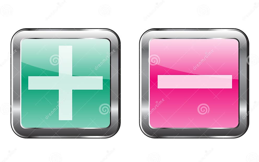 Plus and nunus buttons stock vector. Illustration of round - 12801340