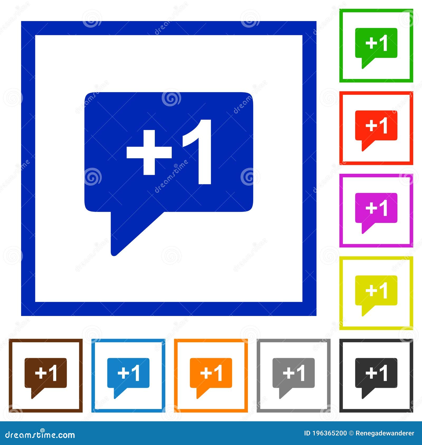 Plus One Sign Flat Framed Icons Stock Vector - Illustration of number ...