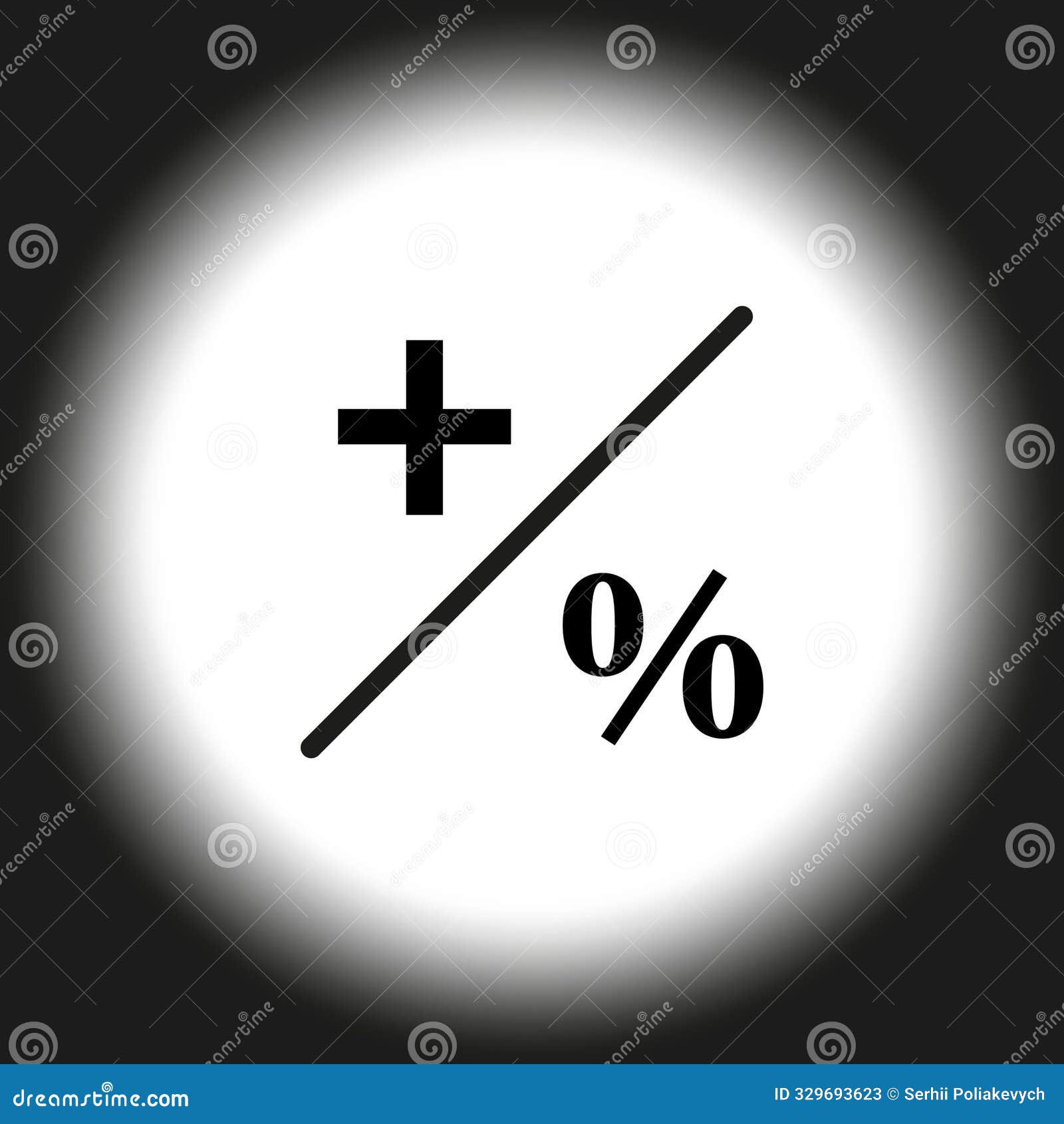Plus and Percent Icon. Black Symbols on White Circular Background ...