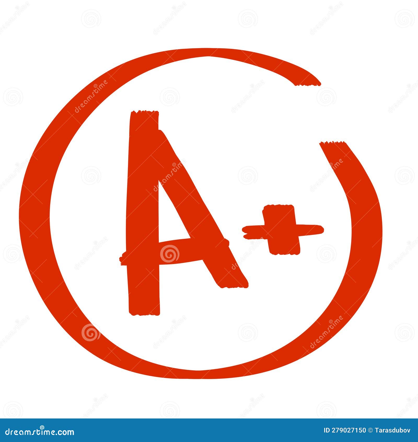 A Plus Red Grade Mark stock vector. Illustration of design - 279027150