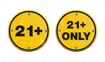 21 plus round yellow signs stock image. Image of isolated - 36473155