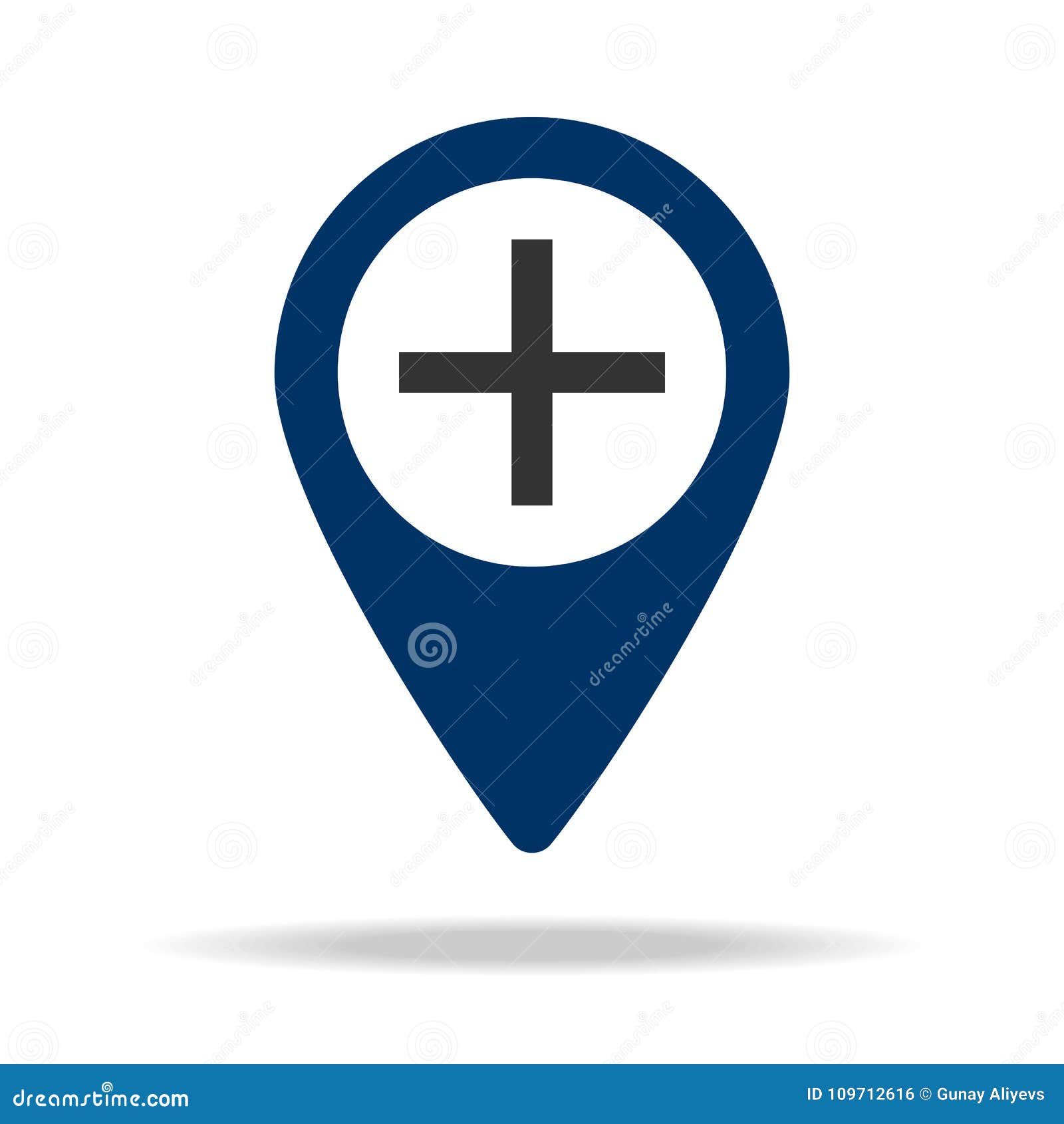 Plus Sign in Blue Map Pin Icon. Element of Map Point for Mobile Concept ...