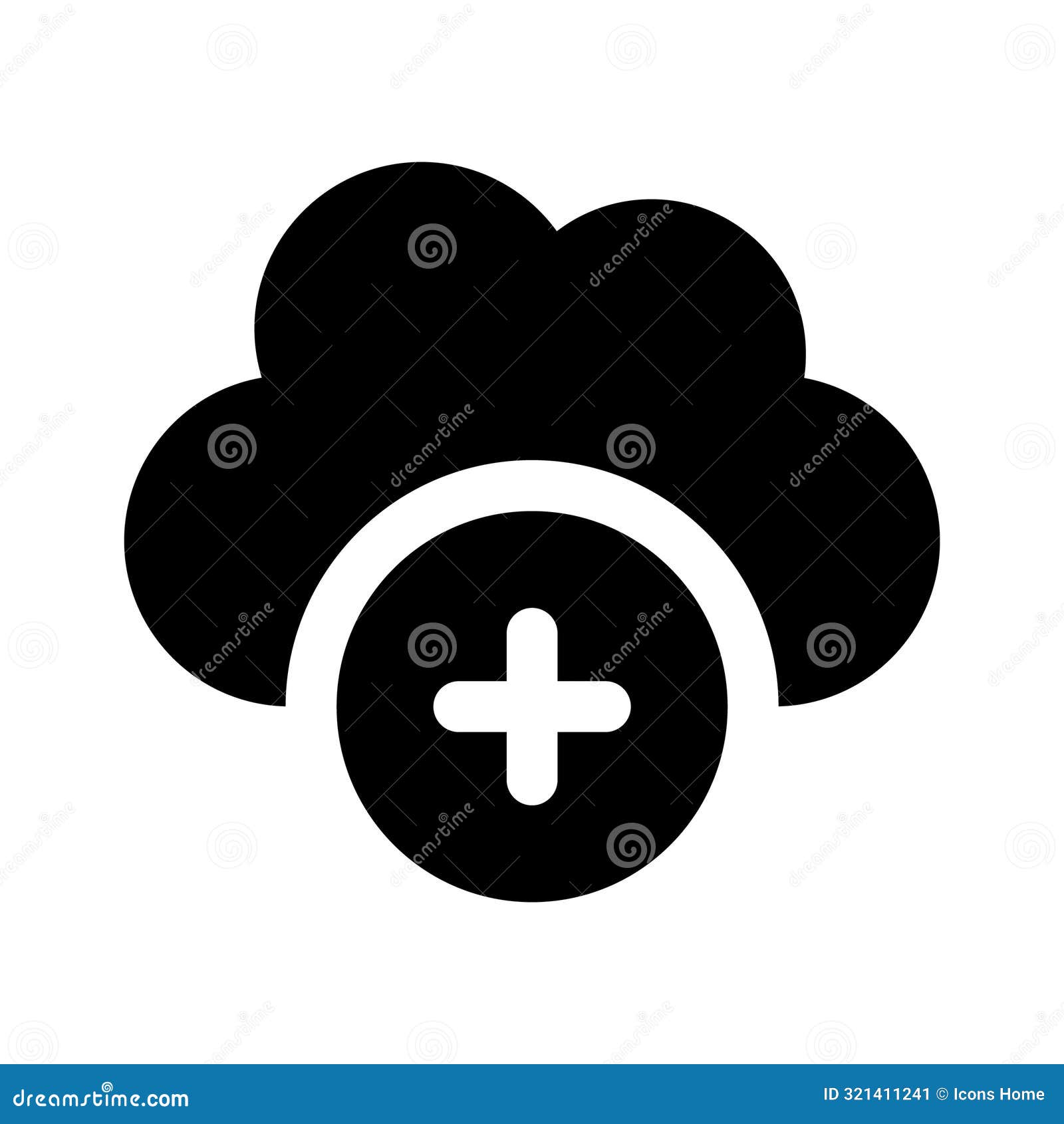 Plus Sign with Cloud Showing Icon of Cloud Add Stock Illustration ...