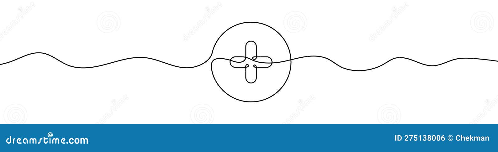 Plus Sign in Continuous Line Drawing Style. Line Art of a Plus Sign ...