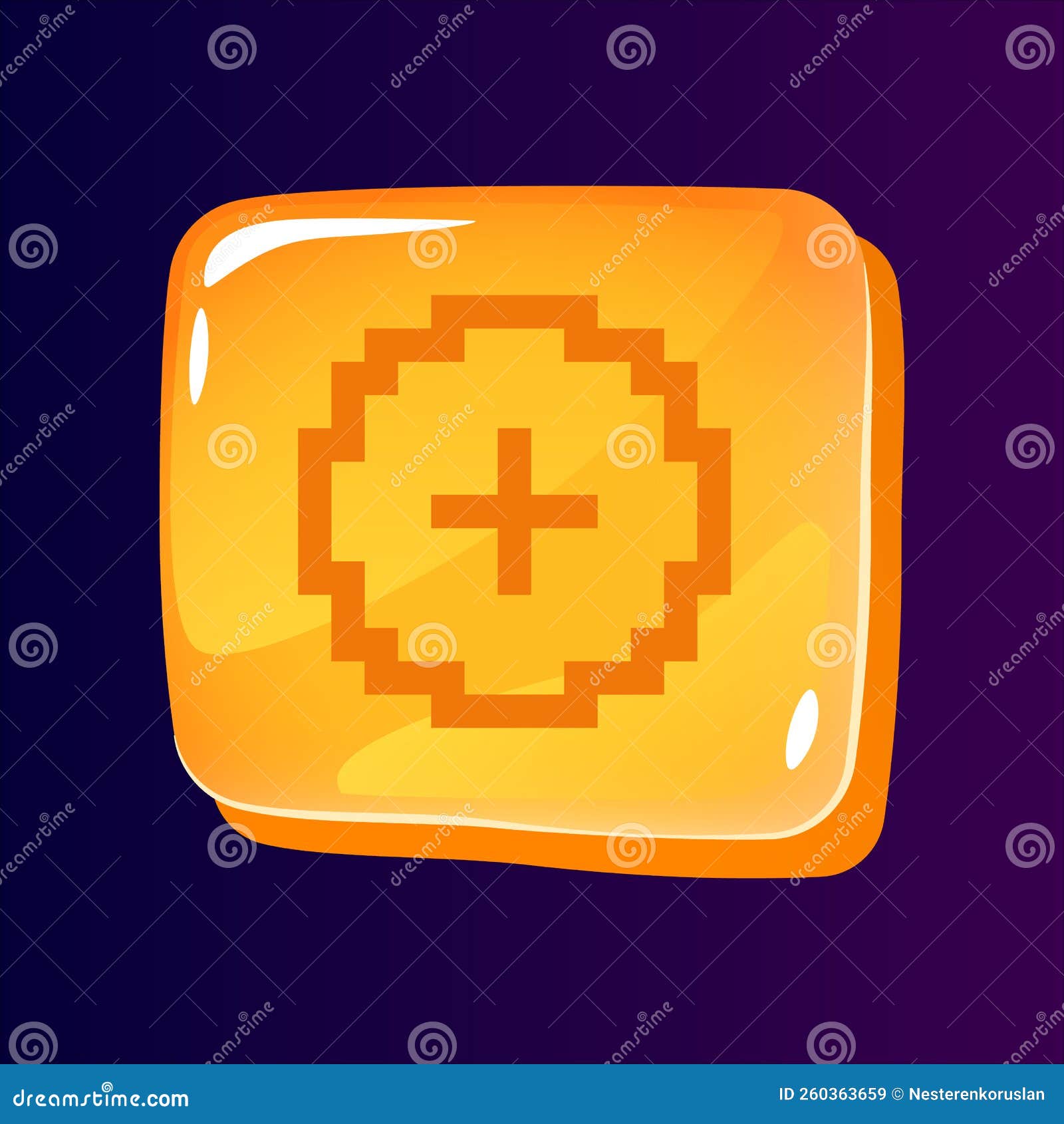 Plus Sign Glossy Ui Button with Pixelated Icon Stock Vector - Illustration of retro, mobile ...