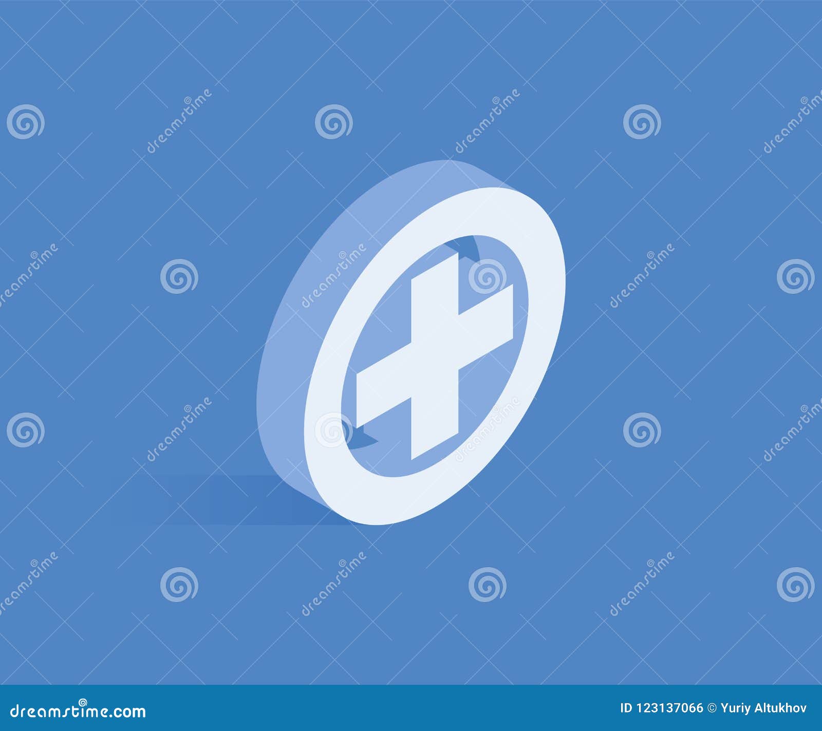 Plus Sign Isometric Icon. Vector Illustration for Web Design in Flat ...
