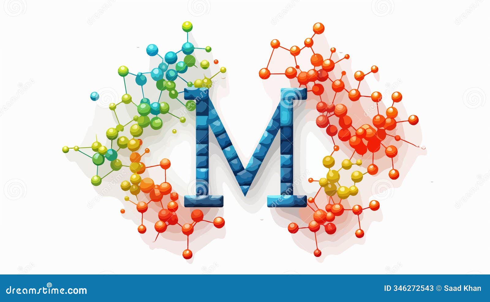 Plus Sign and Letter M Made of Molecules Vector Stock Illustration ...