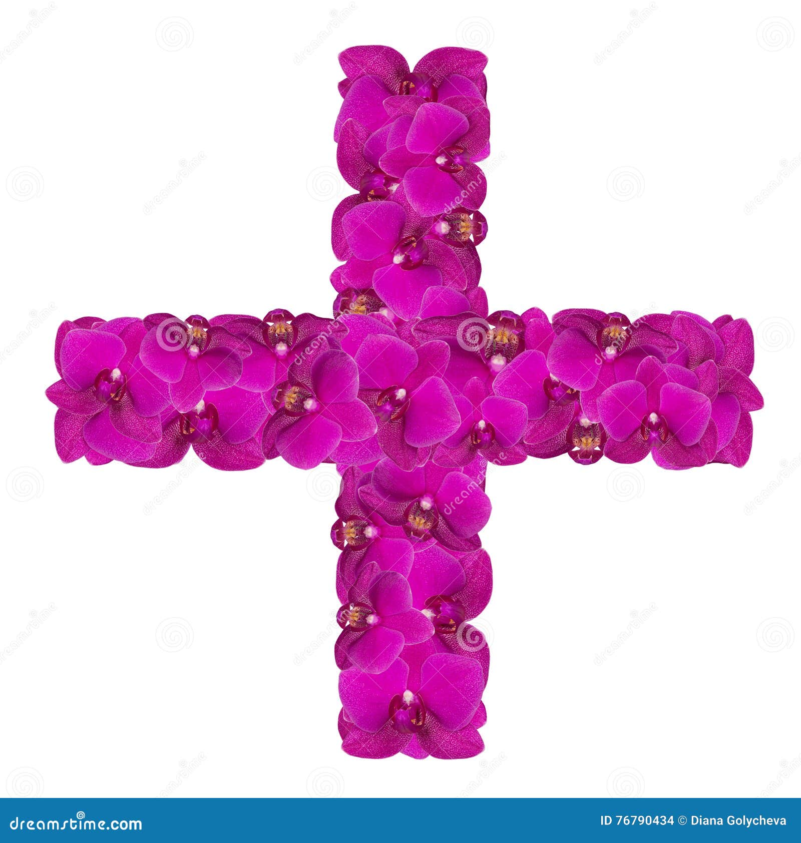 Plus Sign Made of Flowers. Isolated on White Background Stock Photo ...