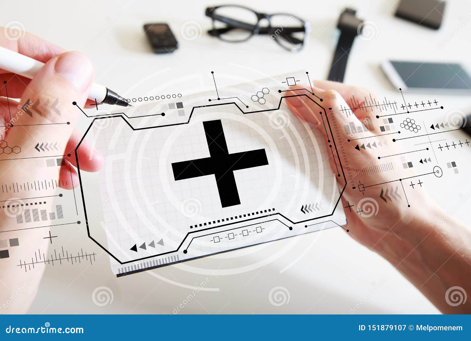Plus sign with a notebook stock image. Image of medical - 151879107