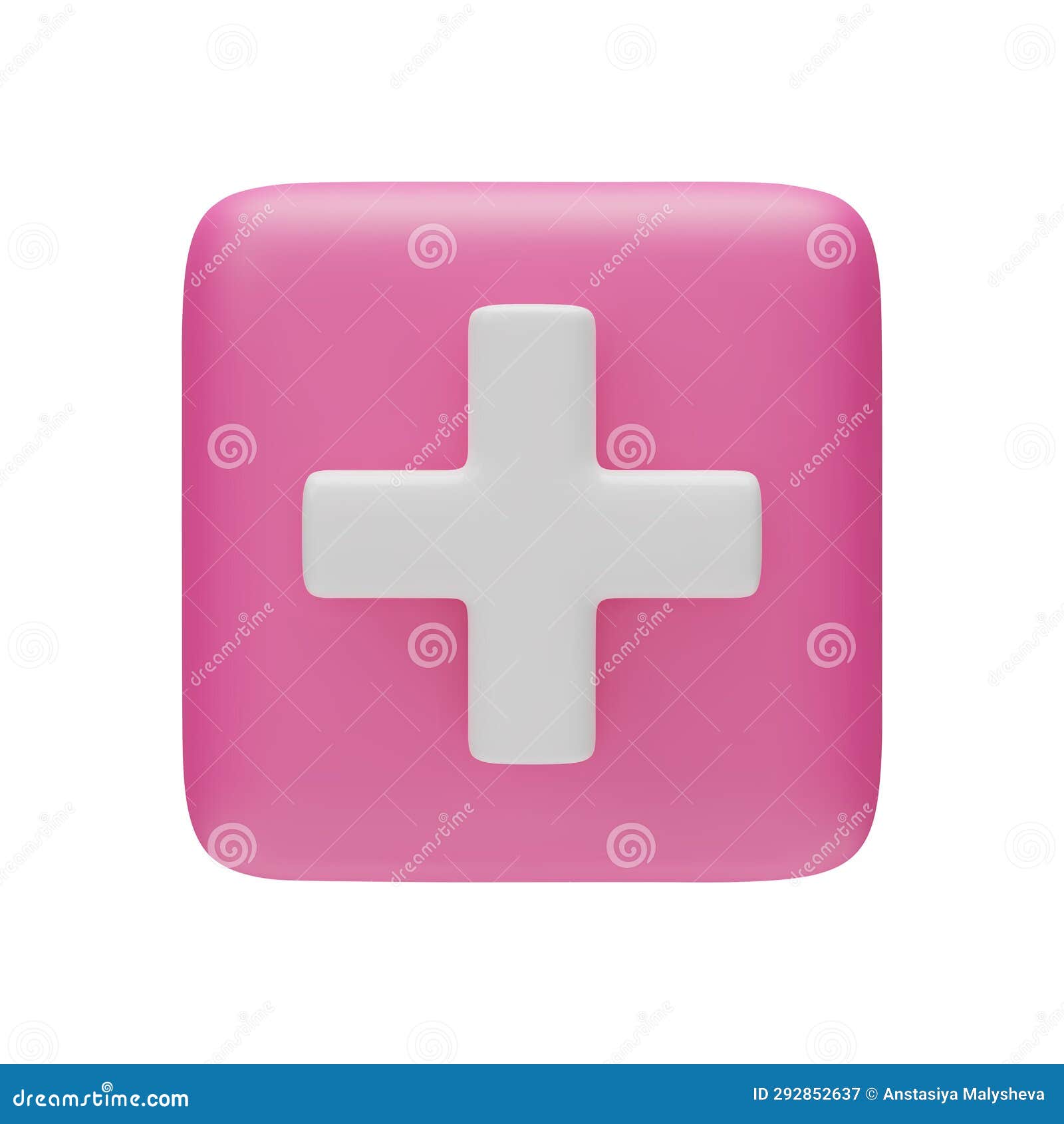 Plus Sign on Pink Square Button, 3d Mathematical Symbol Stock Vector ...
