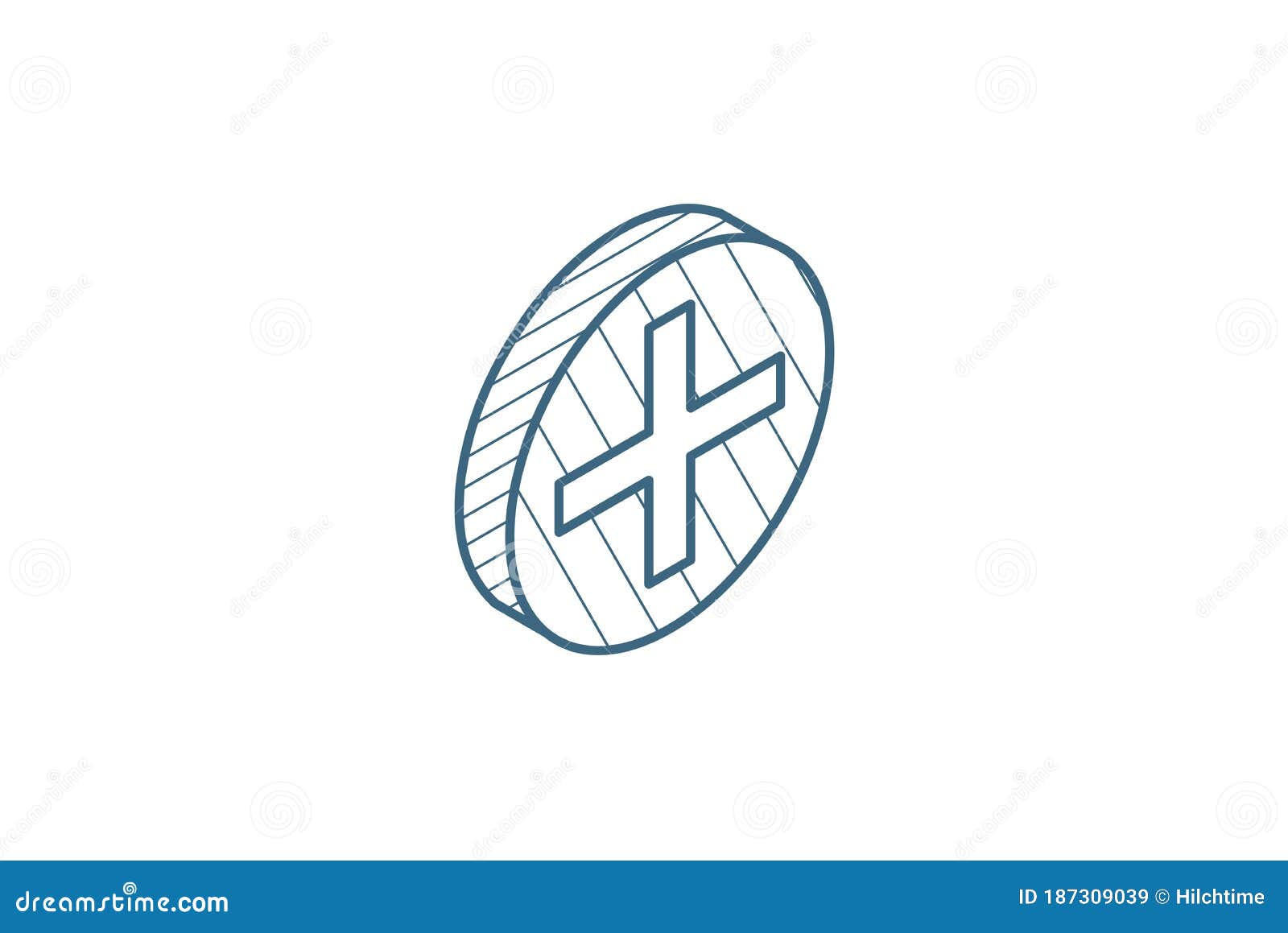 Plus Sign, Positive Isometric Icon. 3d Line Art Technical Drawing ...