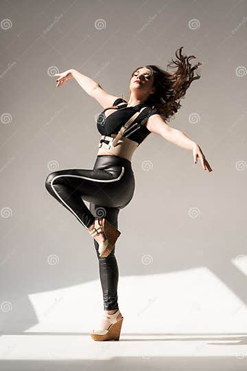Plus Size Model with Big Breasts Dancing in the Studio Stock Photo ...