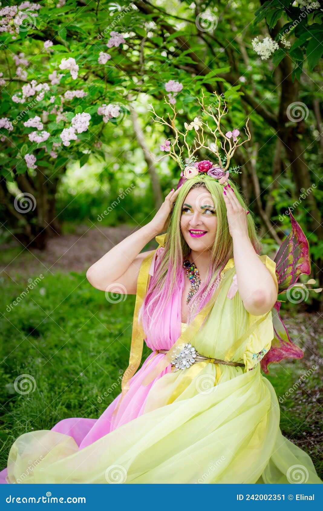 Plus Size Model in Elf Costume. Fairy Tale Fantasy Project Stock Image ...