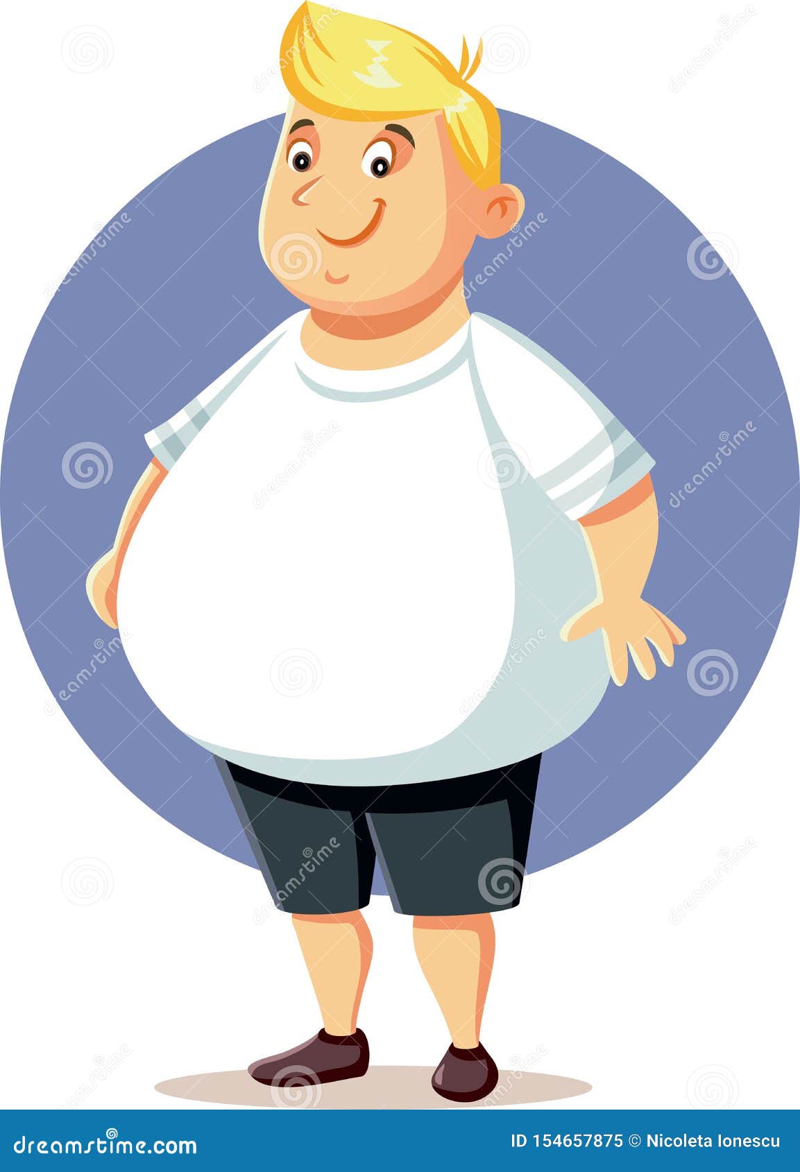 Plus Size Overweight Man Vector Cartoon Stock Vector Illustration Of Chubby Funny 154657875