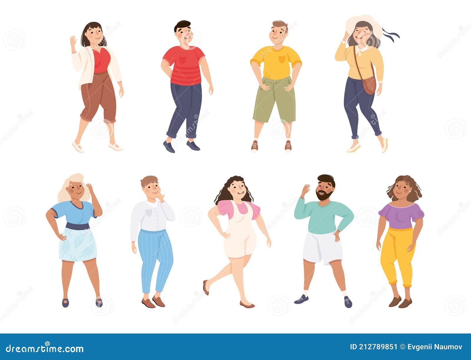 Plus Size People Characters in Different Apparel Standing and Smiling ...