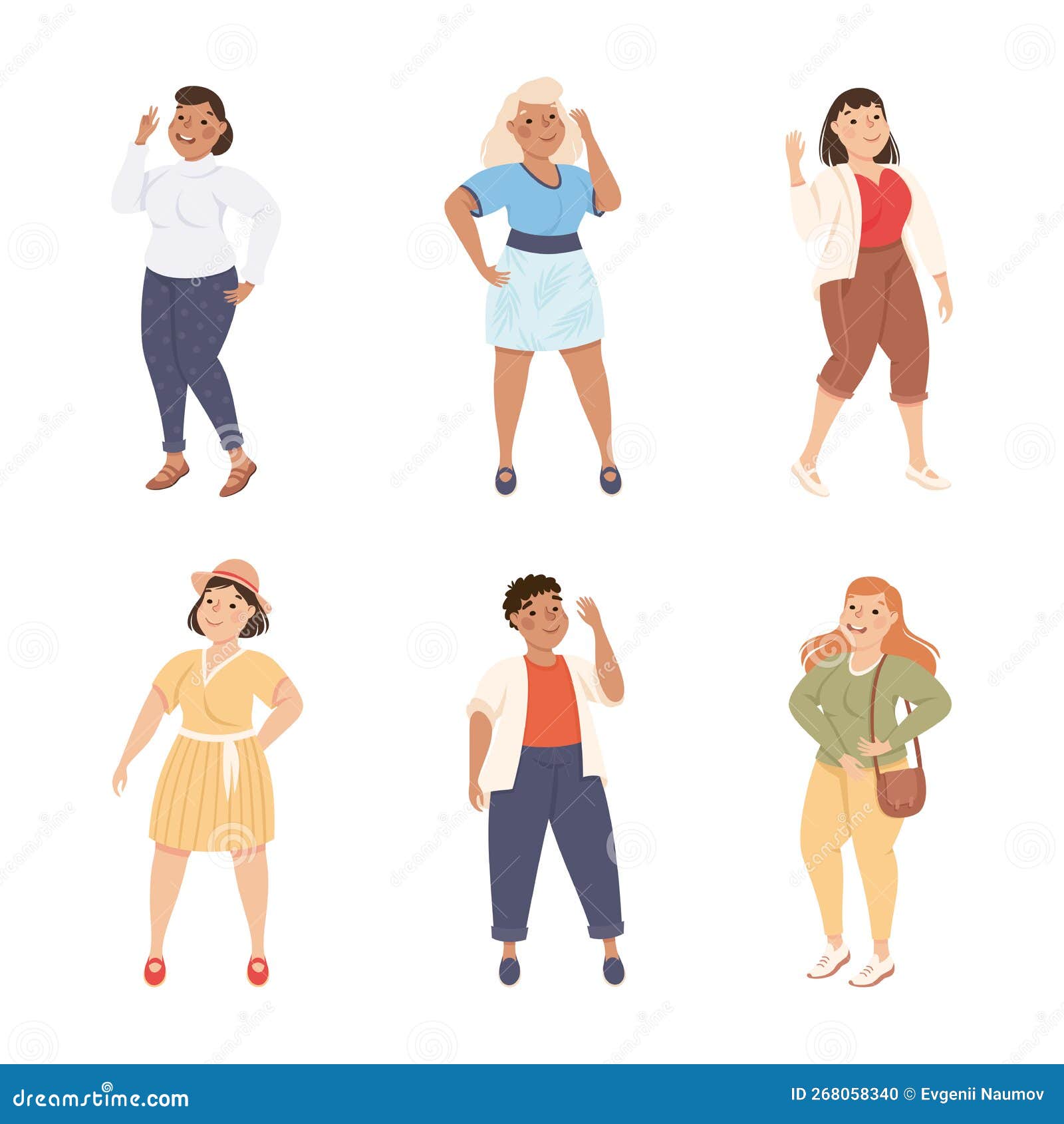 Plus Size People Characters in Different Apparel Standing and Smiling ...