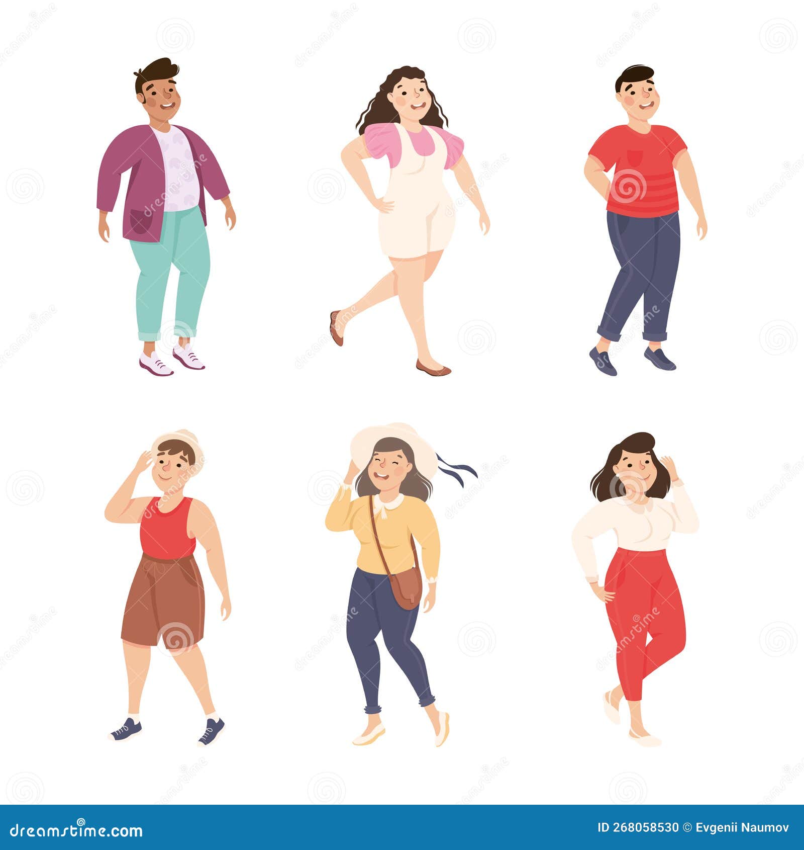 Plus Size People Characters in Different Apparel Standing and Smiling ...