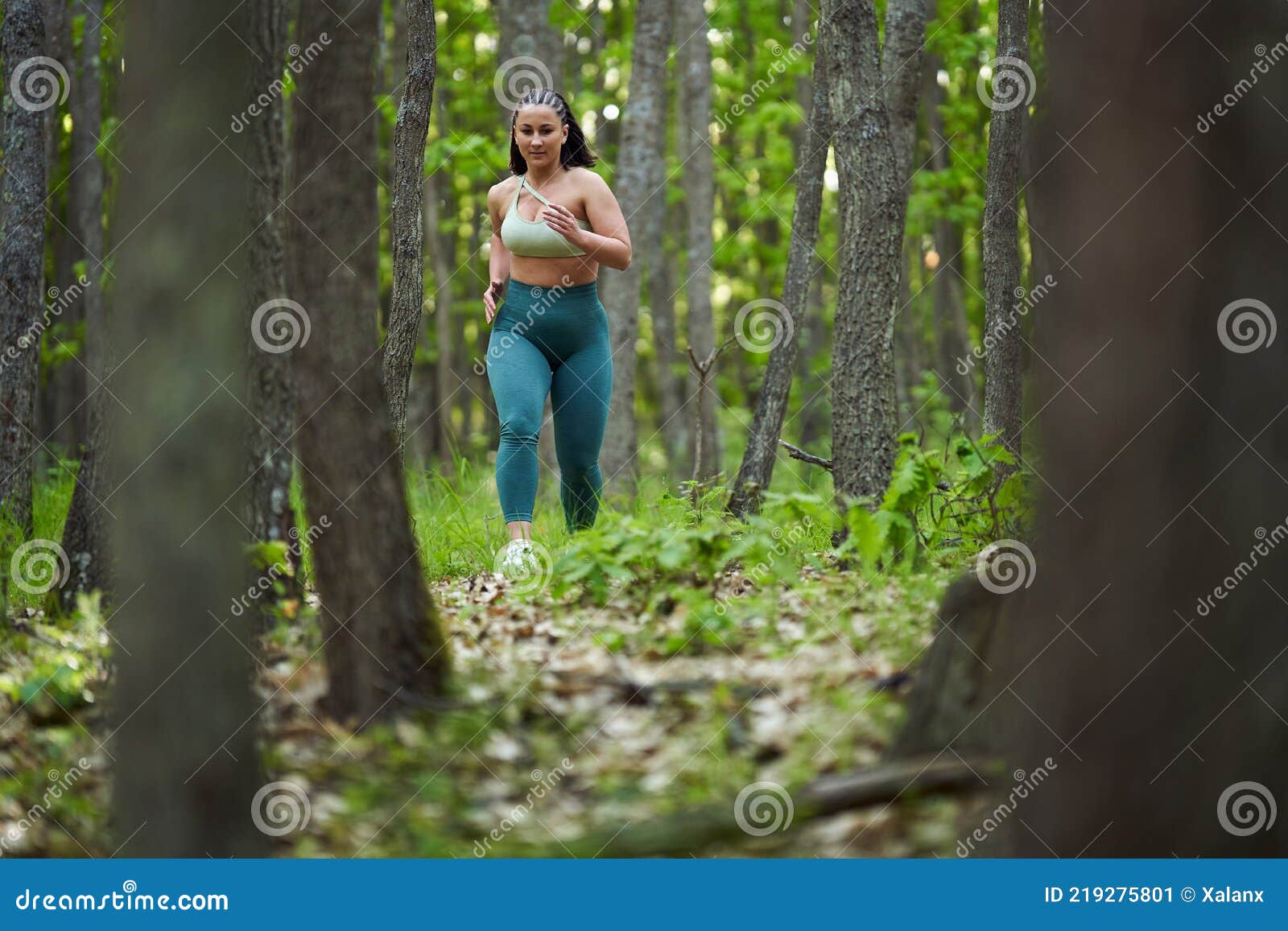 Plus Size Runner Woman in the Forest Stock Image - Image of caucasian ...