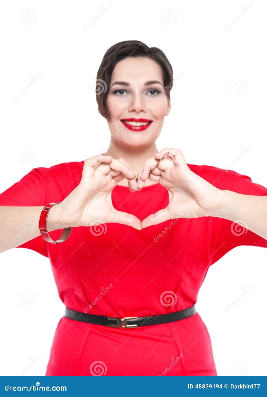 Plus Size Woman Doing Heart Shape with Hands. Focus on Hands Stock ...