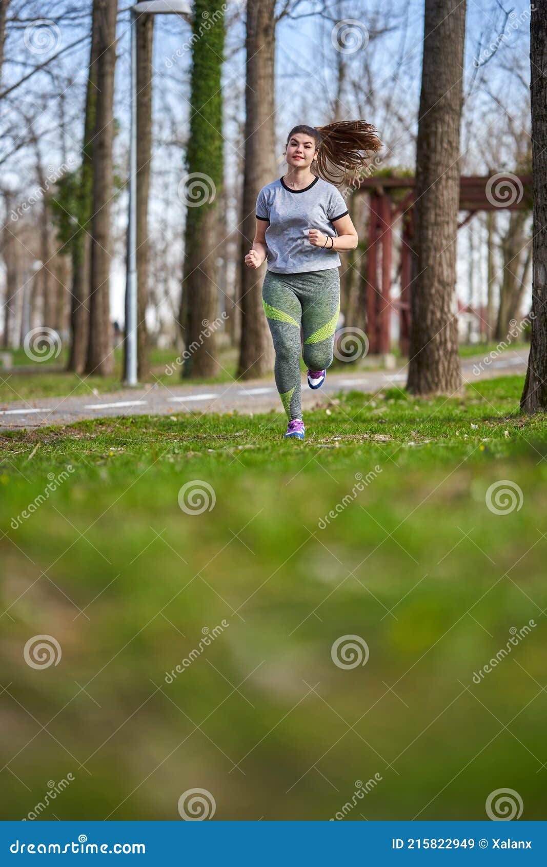 Plus Size Woman Running in the Park Stock Image - Image of jogging ...