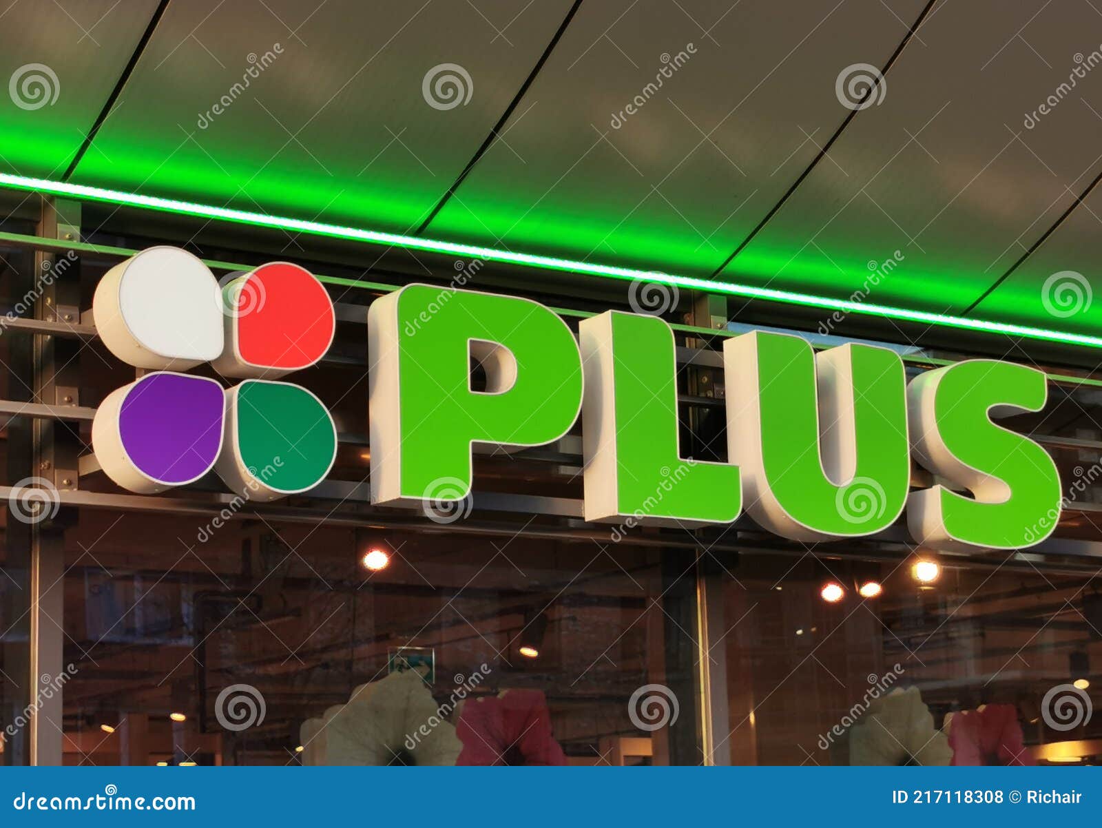 Plus Supermarket Logo on Storefront Editorial Stock Photo - Image of ...
