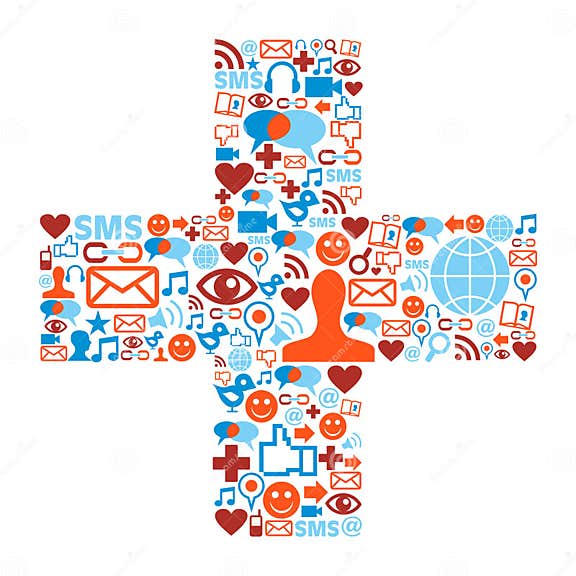 Plus Symbol with Media Icons Texture Stock Vector - Illustration of ...