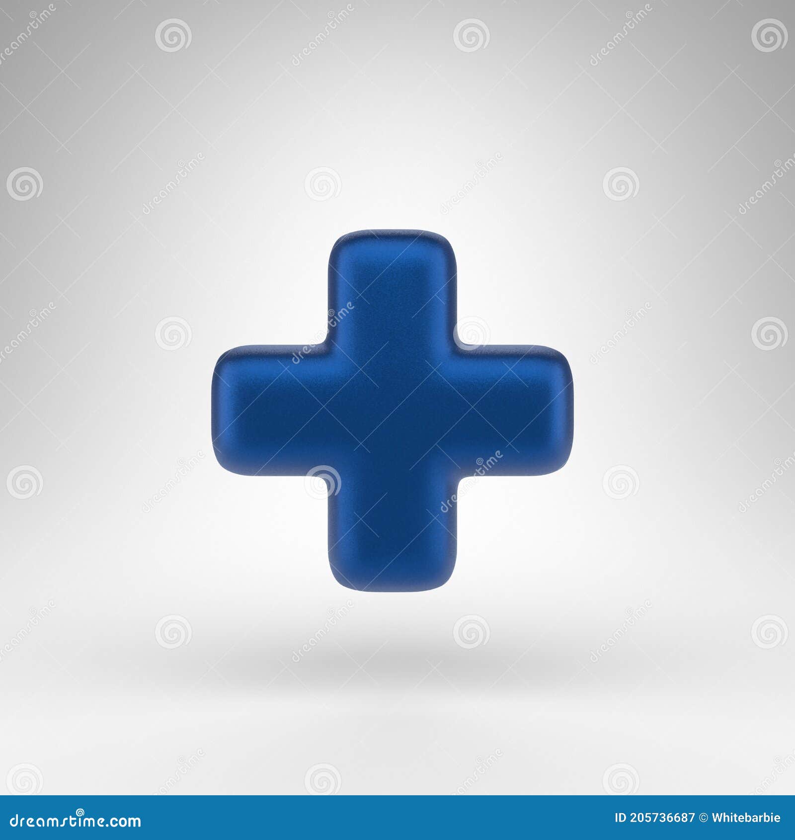 Plus Symbol on White Background. Anodized Blue 3D Sign with Matte ...
