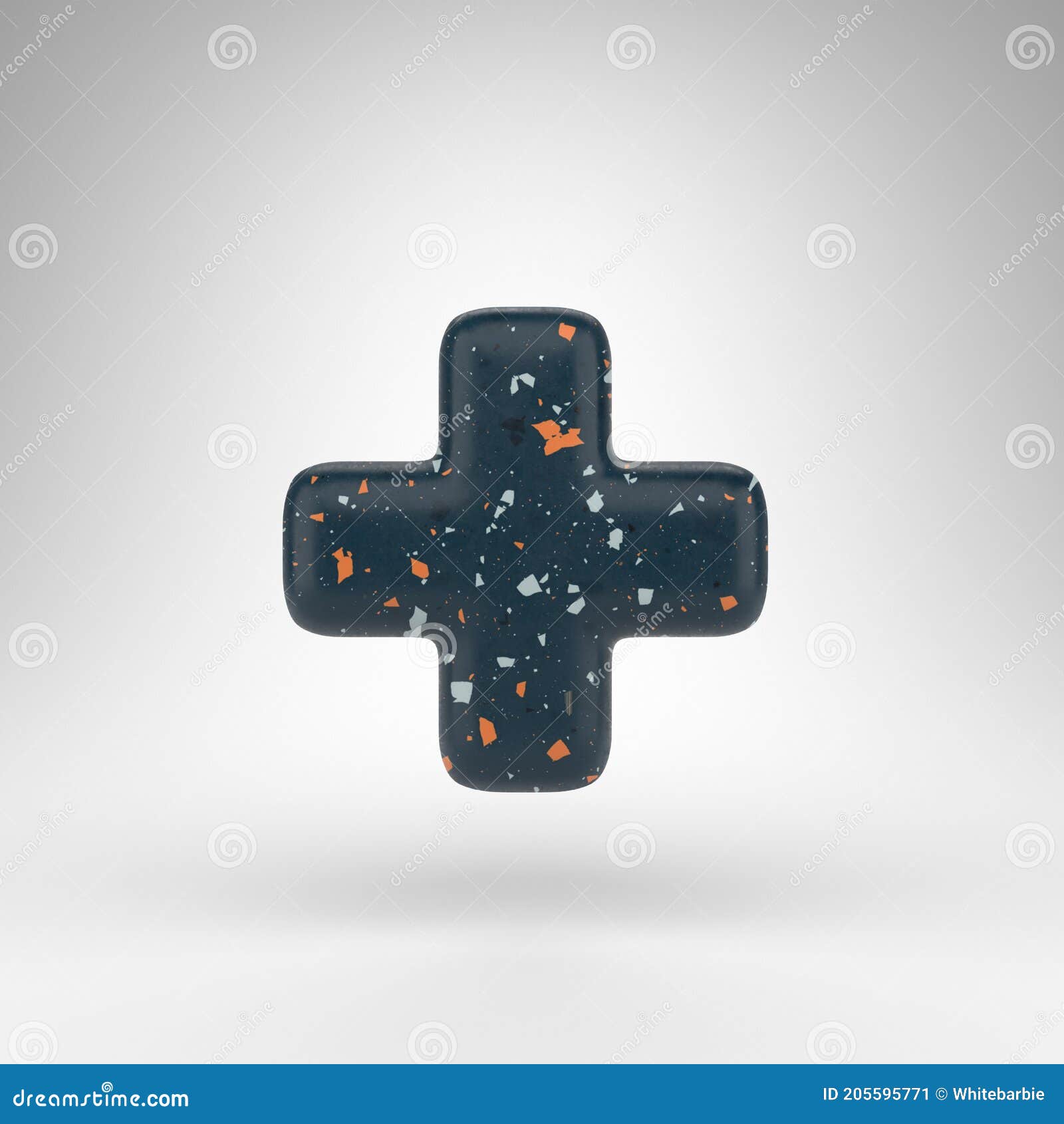 Plus Symbol on White Background. 3D Sign with Blue Terrazzo Pattern ...