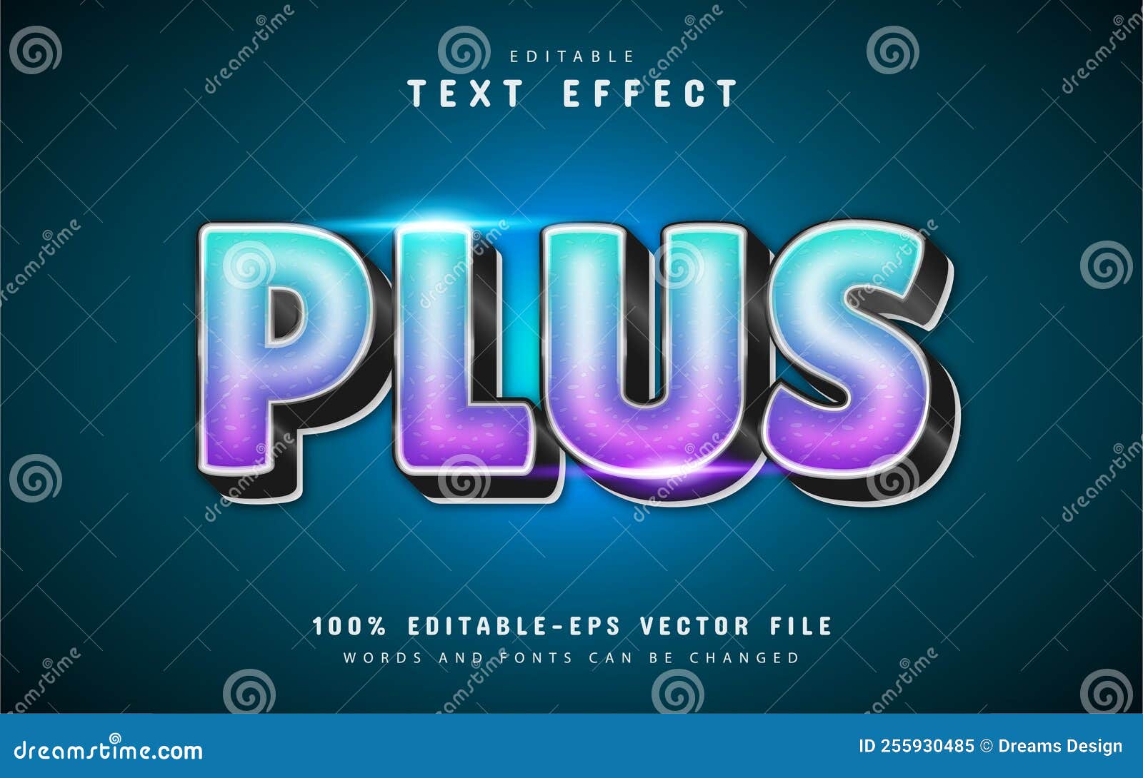 Plus Text Effect with Gradient Stock Vector - Illustration of shiny ...