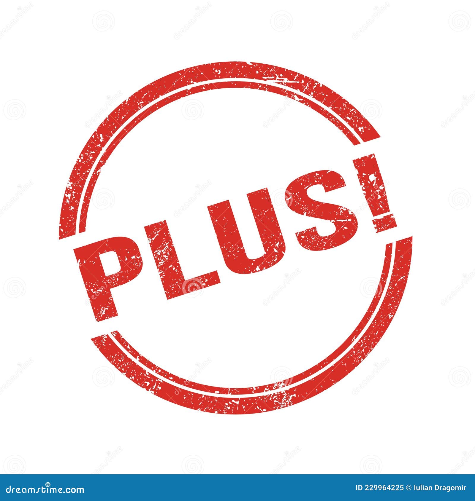 PLUS! Text Written on Red Grungy Round Stamp Stock Illustration ...