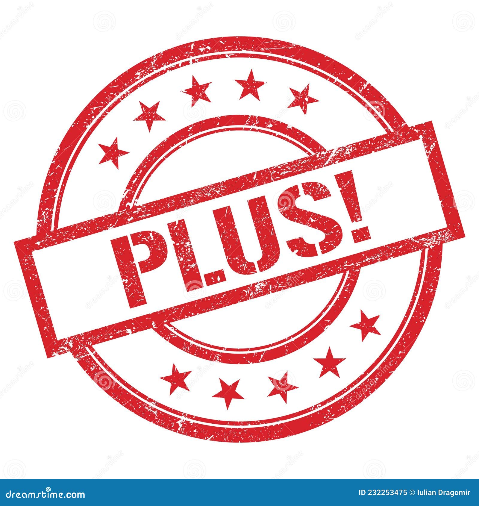 PLUS! Text Written on Red Vintage Stamp Stock Illustration ...