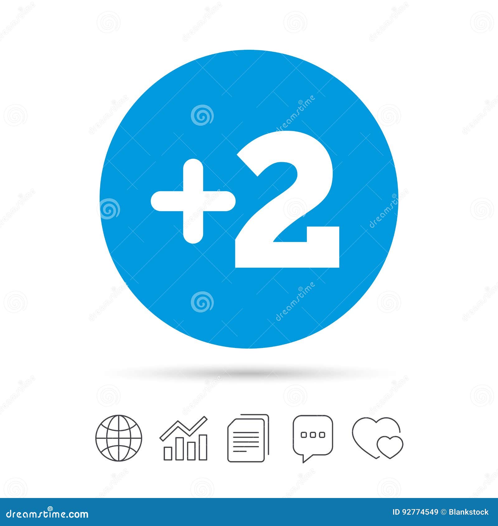 Plus Two Sign. Add Two Symbol Stock Vector - Illustration of chart ...
