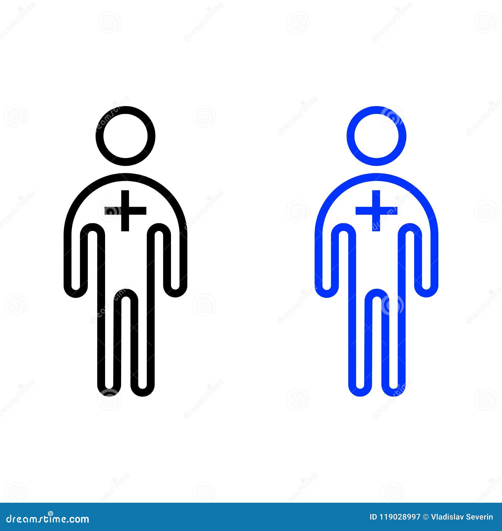 Plus User Icon Outline Icon Stock Illustration - Illustration of ...