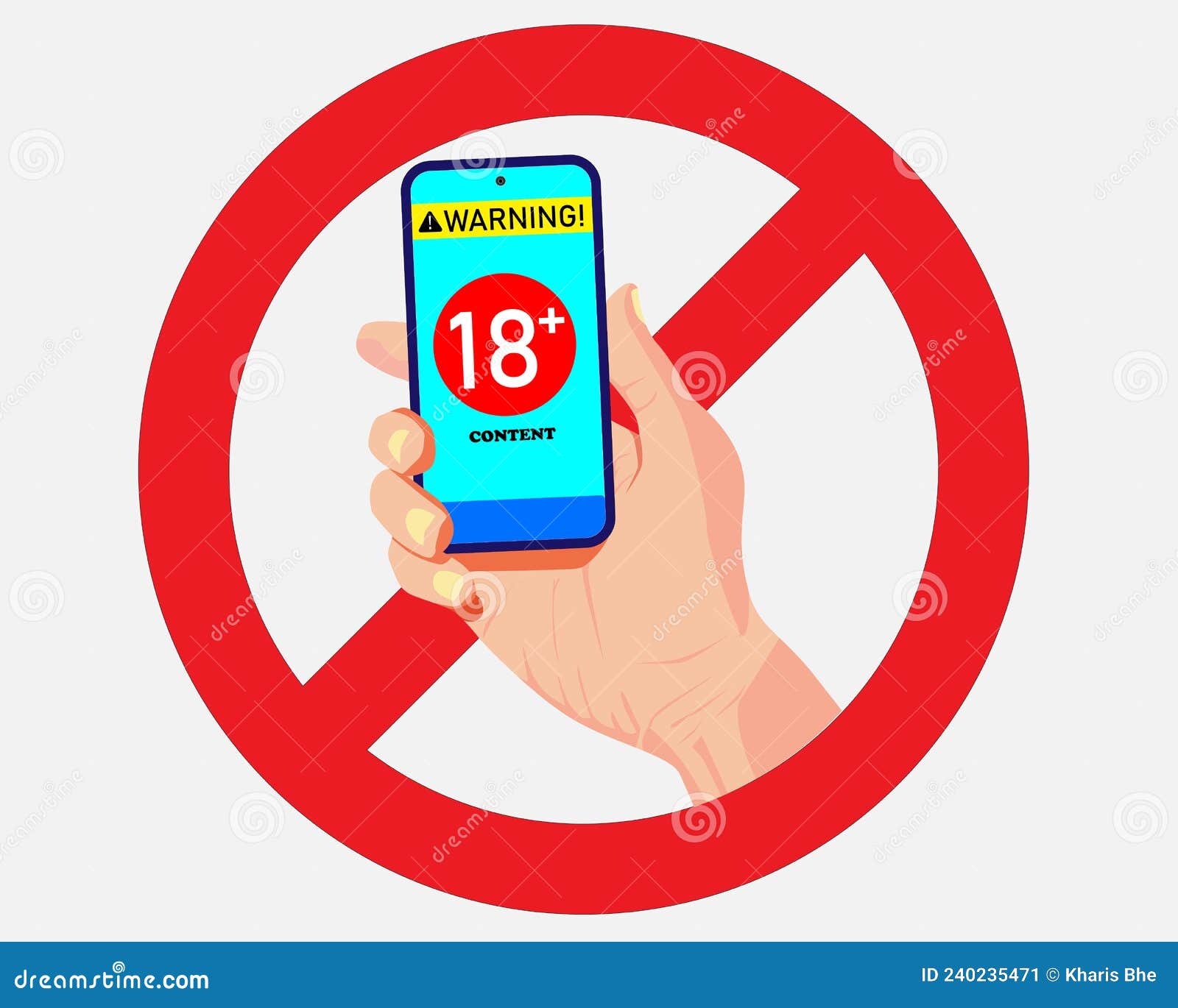 18 Plus Warning Content Symbol in Cartoon Vector Illustration Stock ...